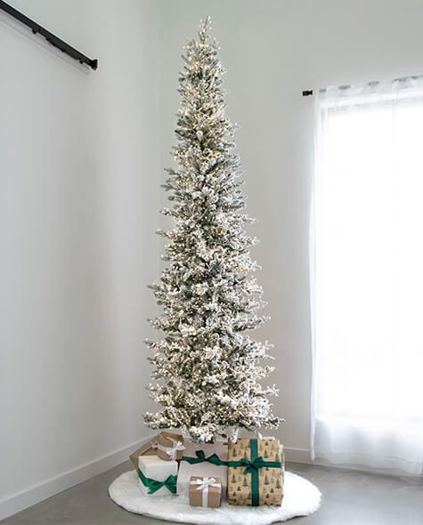 9' Indoor LED Flocked Alpine Fir Christmas Tree - Warm White – Treedrop
